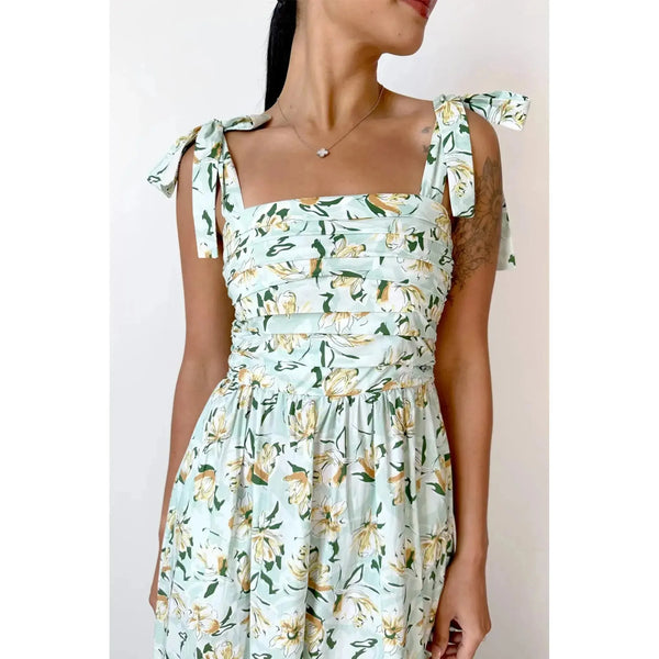 Deloris Maxi Dress - Green Floral Print - A Cristaldi Collection